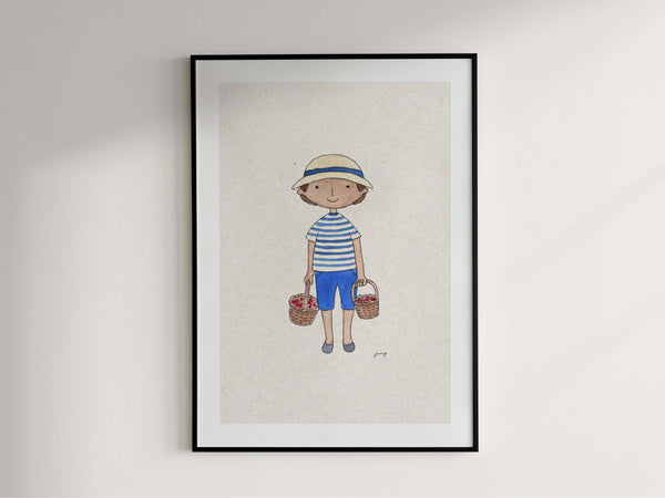 Strawberry Boy Art Print – Original Watercolour Illustration ...